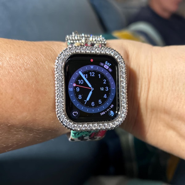 Custom Apple Watch Cover Silver Lab Diamond Bezel, Apple Watch Case ...
