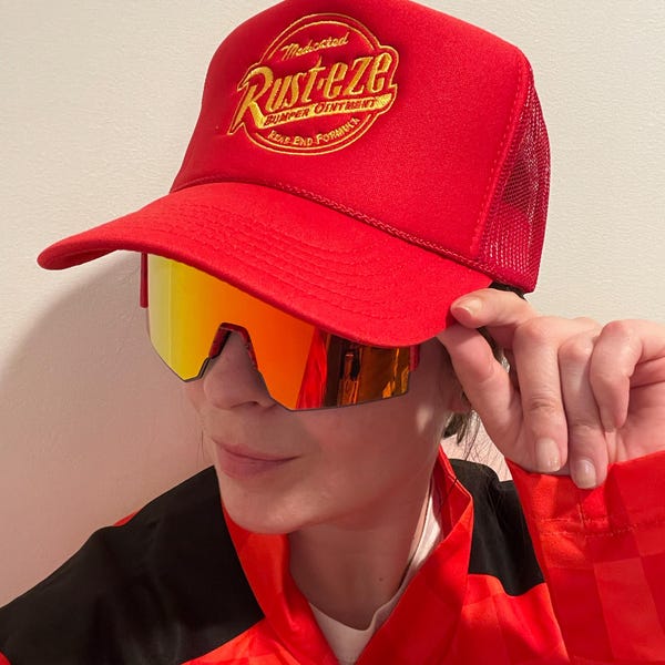 RUSTEZE Custom Trucker Adjustable Cap Disney Cars Hat| Red Hat ...