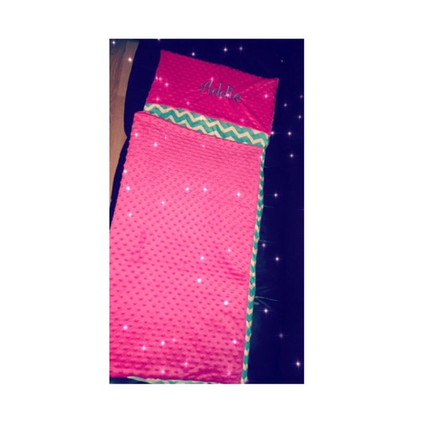 Personalized Teal and Hot Pink Chevron Kinder Mat/ Nap Mat Cover, Back ...