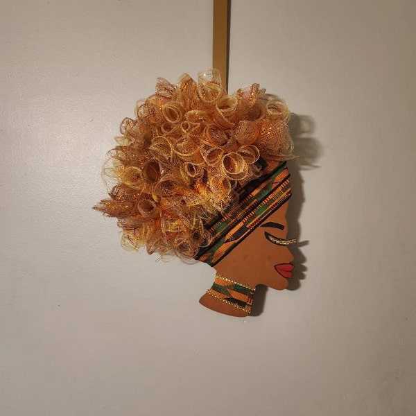 Diva Wreath Rail: Afro Woman, Door Hanger, Wood Blank (tutorial) - Etsy