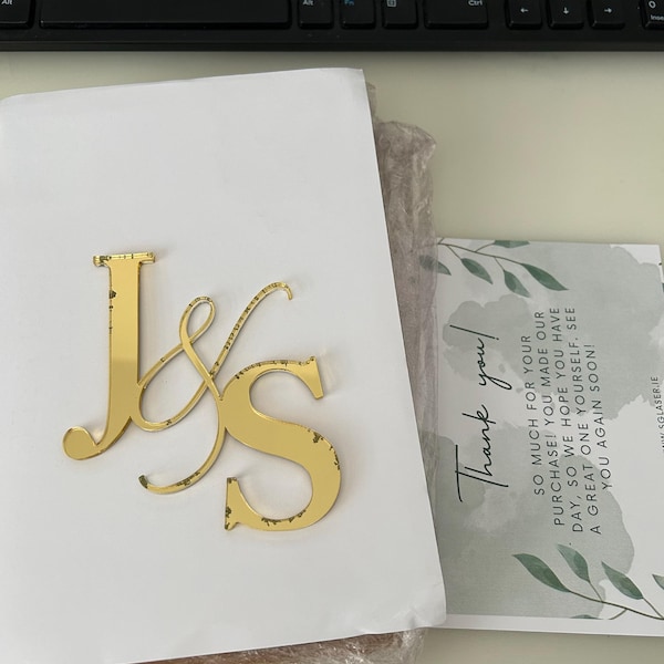 Elegant Acrylic Charm Wedding Monogram Initials | Cake Charm | Wedding ...