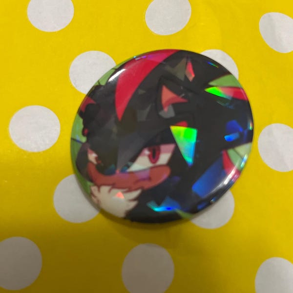 Sonic the Hedgehog Button Pins Holographic or Glossy | Sonic Shadow ...