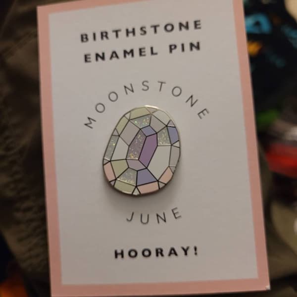 Moonstone Birthstone Hard Enamel Pin | June Birthday Gem Lapel Pin ...