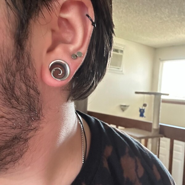 Swirl Ear Gauges Gauge & Plug Earrings Spiral Ear Gauges Saddle Plugs Gauges for Stretched Ears ...