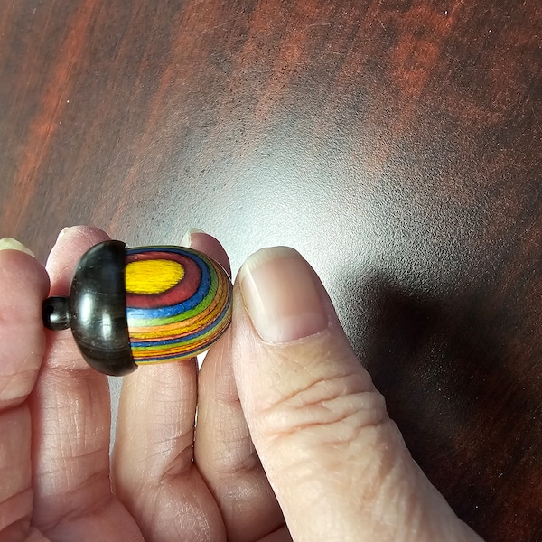 6 Iridescent Multi Colored Rainbow Handcrafted Acorns Cap Crackled ...