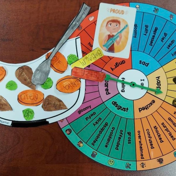 Emotions and Feelings Wheel for Children and Adults, Therapy Resources ...