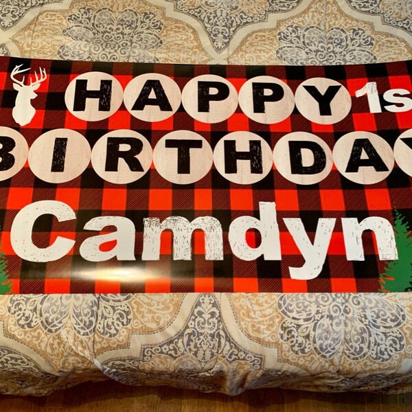 Lumberjack Happy Birthday Banner, Lumberjack Vinyl Banner, Lumberjack ...