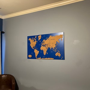 World Map Push Pin Wall Art With FREE Pins Cork World Map - Etsy