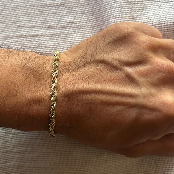 14K Gold Rope Chain Gold Rope Chain Bracelet 3mm, 4mm, 6mm, 8mm 14K ...