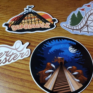 Roller Coaster Stickers for Water Bottles Theme Park Stickers - Etsy