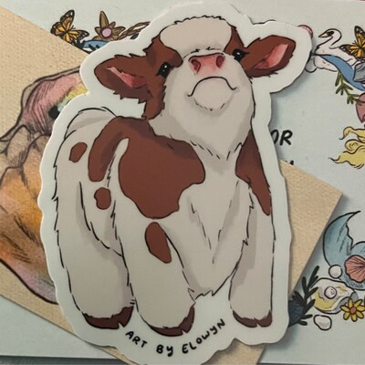 Fuzzy Cow Sticker Cow Sticker Sticker Waterproof Sticker Stickers for ...