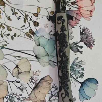 9 Pearl Cross Cute Knife Spring Assisted Open Blade Folding Pocket ...