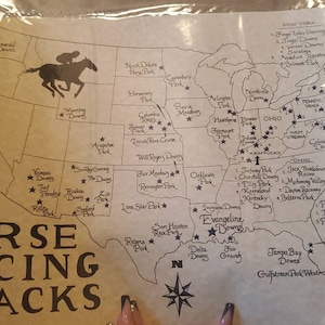 Horse Racing Tracks Map - Etsy
