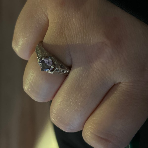 Vintage Retired Pandora Brand Amethyst Flower Beaded Shank Statement ...