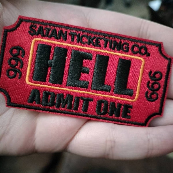 Ticket to Hell Admit One Iron on Embroidered Patches for Denim Jackets ...