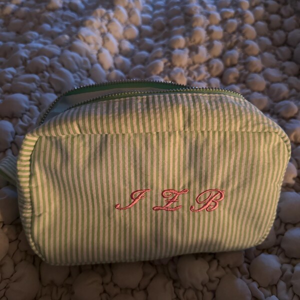 Personalised Small Quilted Monogramed Cosmetic Bag, Initial Name Makeup ...