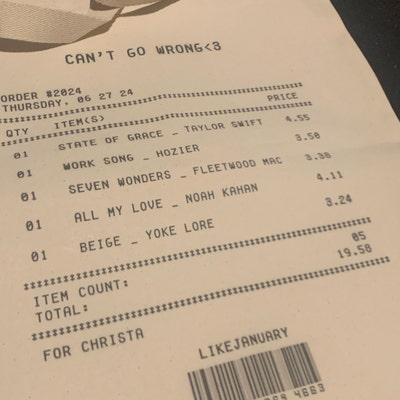 Custom Song Receipt Tote, Customizable Song Playlist Tote Bag, Custom ...