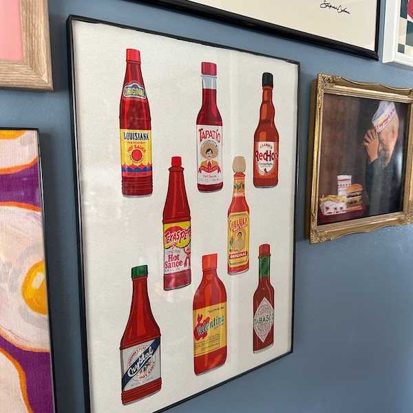 Hot Sauce Brands Art Print: Kitchen Quirky Poster - Etsy