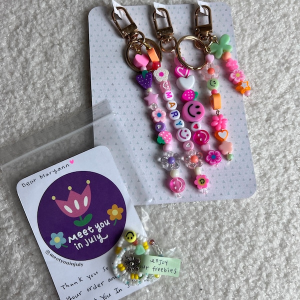 Custom Keychain Personalized Name Word Keychain Bag Charms Beaded Y2K ...