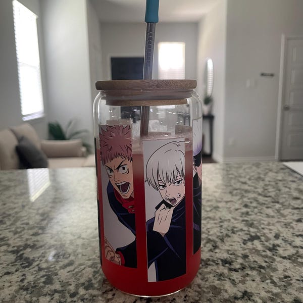 Anime Glass Cup- Anime Cup- Anime Gift- Kawaii Cup- Cute Anime Cup ...