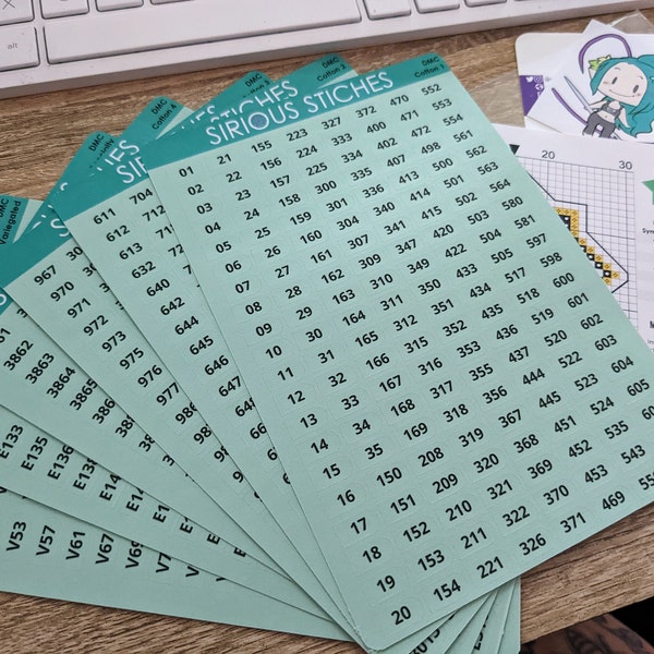 DMC Thread Labels - NUMBERS ONLY - Organize Your Bobbins With Large ...