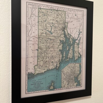 RHODE ISLAND MAP, Vintage Map of Rhode Island, Antique Map Print ...