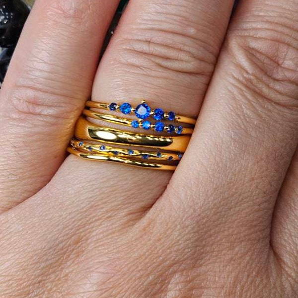 Sapphire Stacking Ring Set by Caitlyn Minimalist • Set of 3 Dainty Blue Gemstone Rings ...