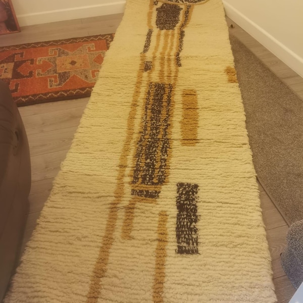 Custom Hallway Beige Moroccan Rug Runner, Beni Ourain Runner Rug ...