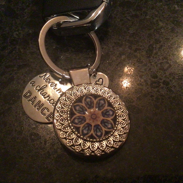 Teal Flower Keychain for Women, Ladies Handbag Charm, Key Ring Gift ...