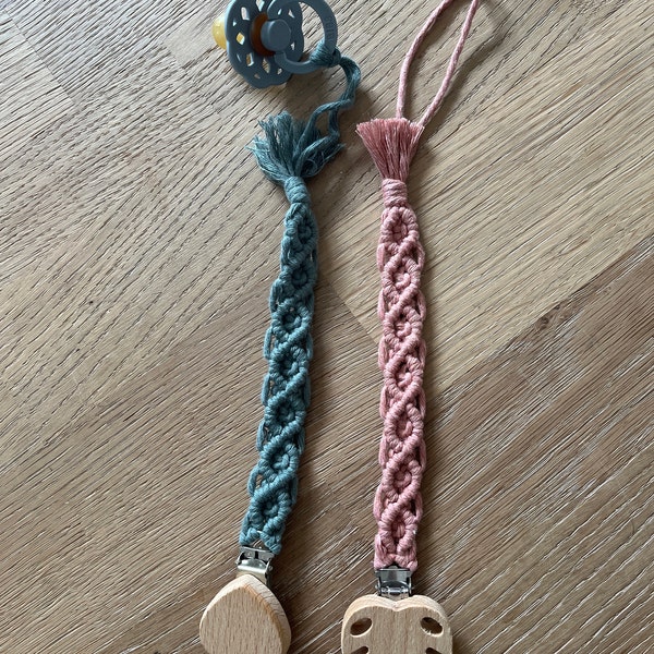 Macramé Pacifier Attachment With Wooden Clip //pacifier Attachment// - Etsy