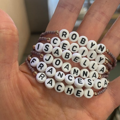 Personalised Beaded Initial Bracelet - Etsy