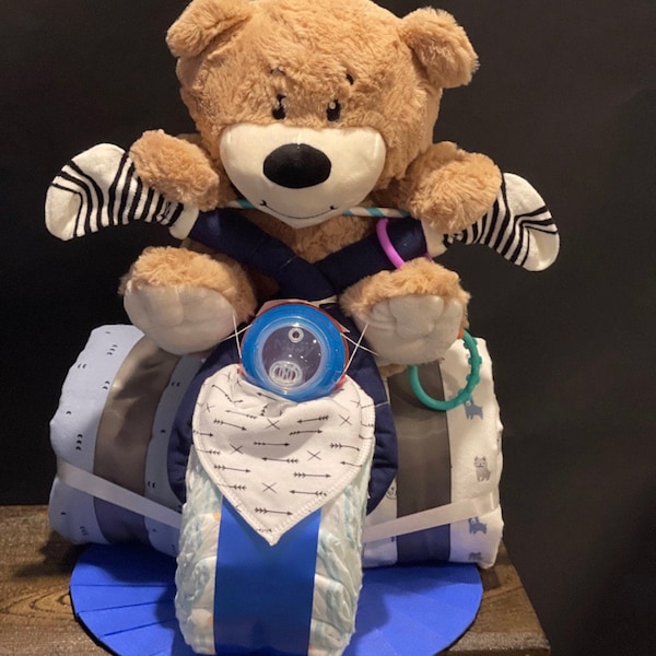 Motorcycle Diaper Cake, Boy Diaper Cake, Unisex Diaper Cake, Baby ...