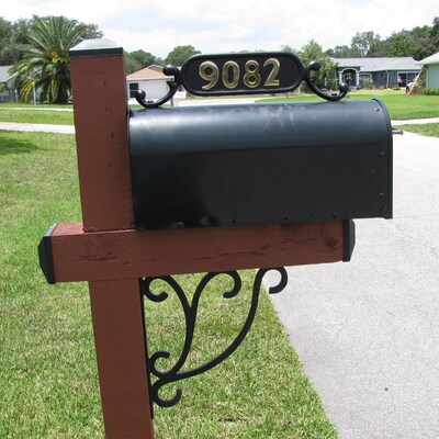 Mailbox Address Number Plate 1 With Brass Numbers - Etsy