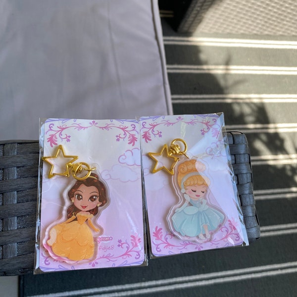 Keychains Disney Princesses Acrylic Charms Cute Gifts Heroines Ariel ...