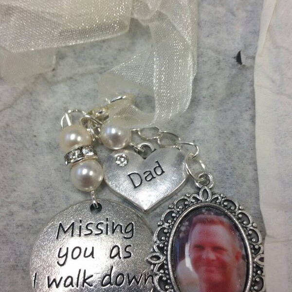 Memorial Ivory Dad Bouquet Charm - Wedding Charm for Bride- Bridal ...