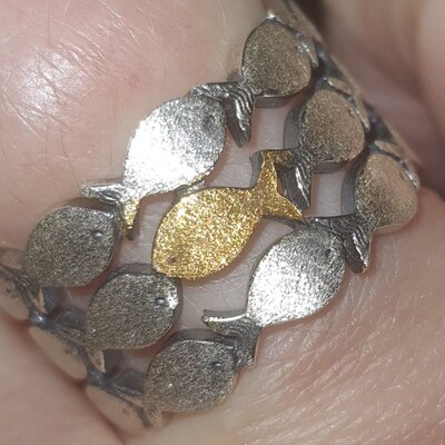 Swimming Against the Current. Sterling Adjustable Ring. School of Fish ...