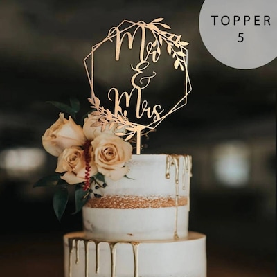 Gold Wedding Cake Topper Wood Wedding Cake Topper Gold - Etsy