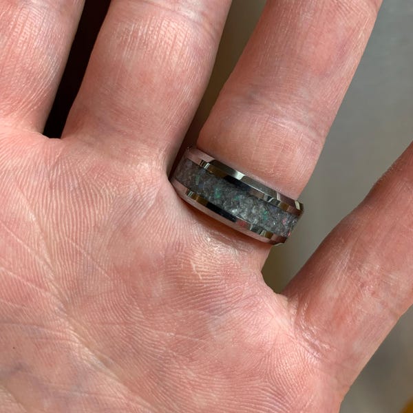 Wild Blue Ring Afghanite Crystal Inlay, Tungsten Titanium Ceramic, Men ...