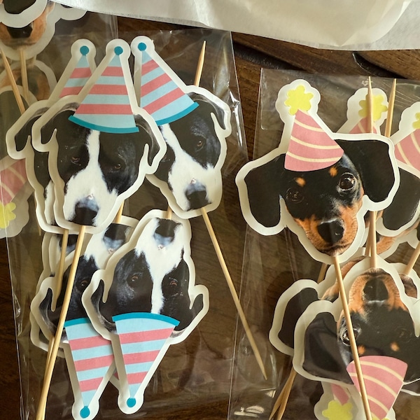 Custom Dog Photo Cupcake Toppers, Personalize Pet Photo Topper ...