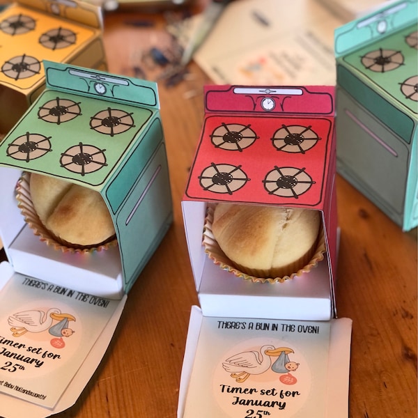 Bun in the Oven Box - Shower Oven Cupcake Box, Baking Party, Cooking ...