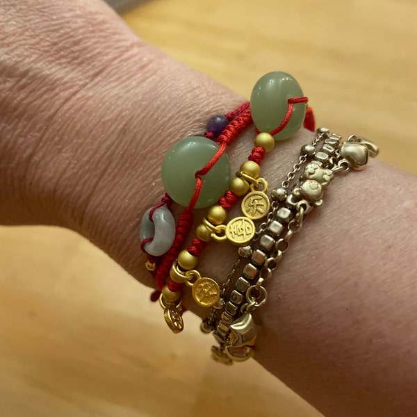 Red String Bracelet/anklet, Red Lucky Bracelet W. Gold-plated Good ...