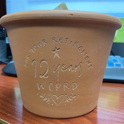 Personalised Engraved Retirement Terracotta Flower Pot, Custom Made ...