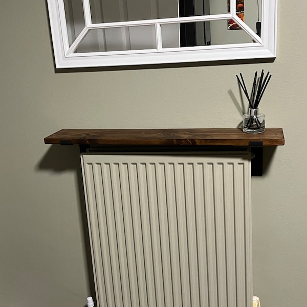 Solid Wood Radiator Shelf With Brackets | Rustic Narrow Shelf for ...