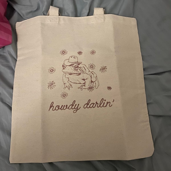 Howdy Darlin' Cowboy Frog Canvas Tote Bag - Etsy