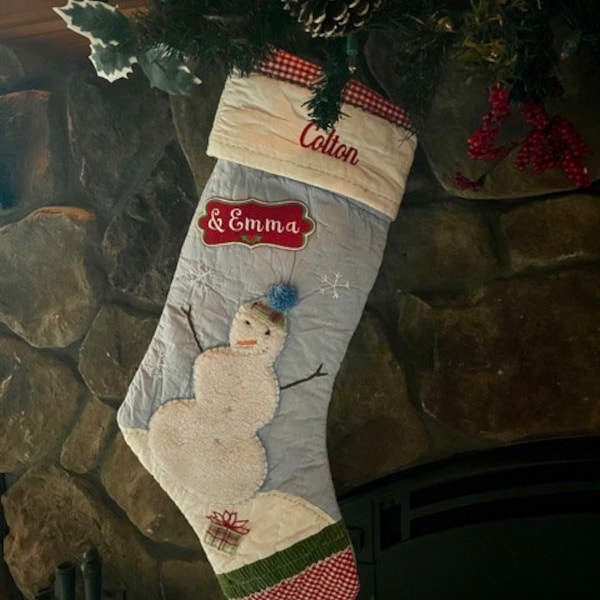 Christmas Stocking NAME PATCH - 5" X 2" Custom Personalized Iron on or ...