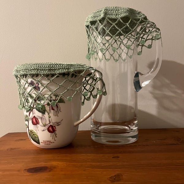 Jug Cover, Vintage Inspired Crochet, Beaded, Colour Rose Pink - Etsy