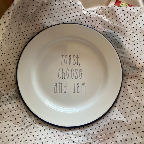 Your Text Here - Engraved Enamel Plate - Etsy UK
