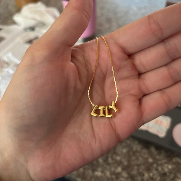 Personalized Tiny Balloon Initial Name Necklace, Mini Name Necklace, Minimalist Necklace ...