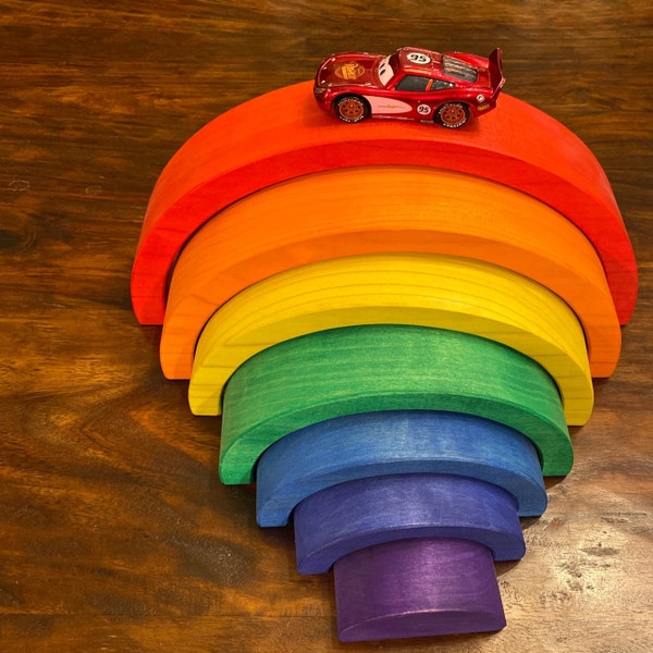 Rainbow Stacker, Rainbow Puzzle Stacker, Wooden Toy, Waldorf Inspired ...