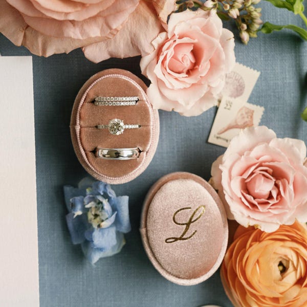 THREE SLOT Ring Box, Three Slot Velvet Ring Box, Three Slot Wedding ...